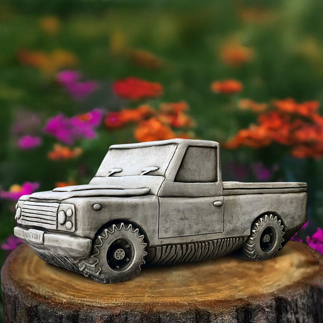 Concrete Car Statue Cement Classic Pickup Sculpture Outdoor Garden ...