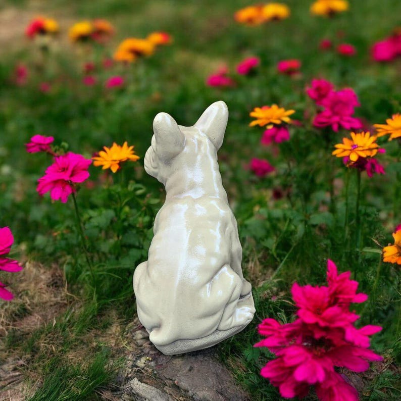 Concrete French Bulldog Statue Stone Frenchie Figurine Cement Dog ...