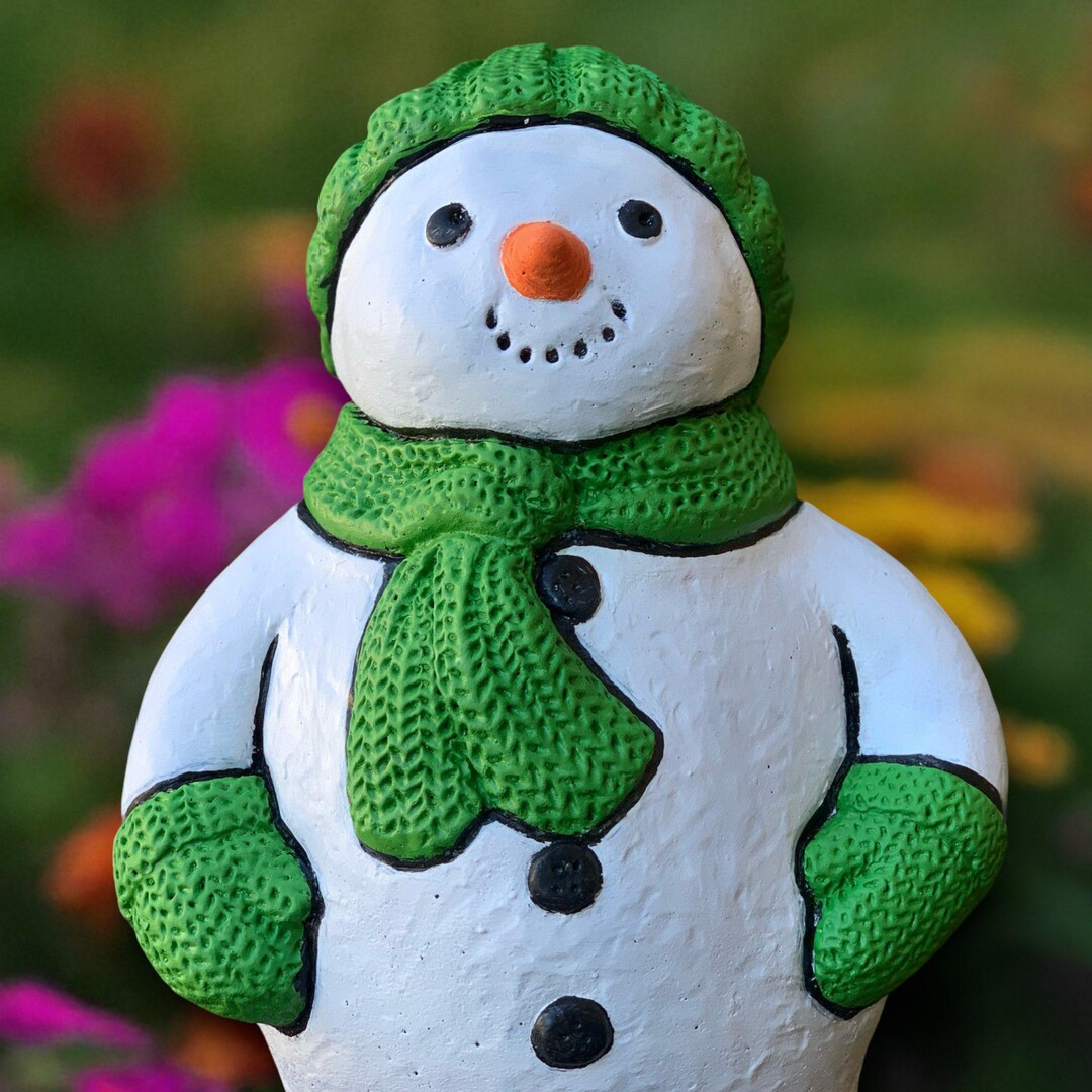Witer Snowman Statue Concrete Snowman Figurine Cement Snowman Sculpture ...