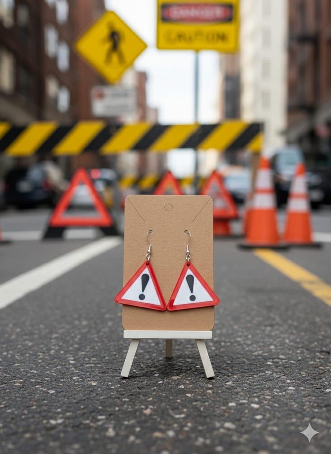 Quirky Danger Ahead Sign Drop Earrings - Etsy