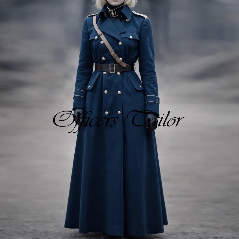 Women’s Military Officer Long Coat | WW1 Soldier Blue Wool Coat ...