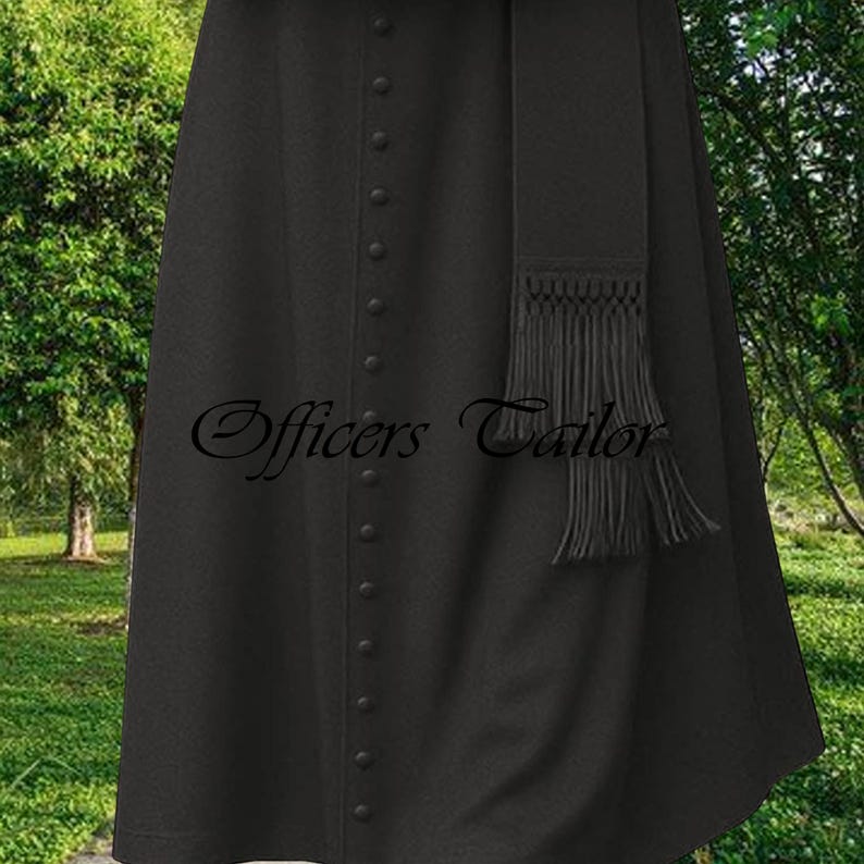 Priest Christmas Clergy Robe: Bishop Attire Black Wool Cassock With ...