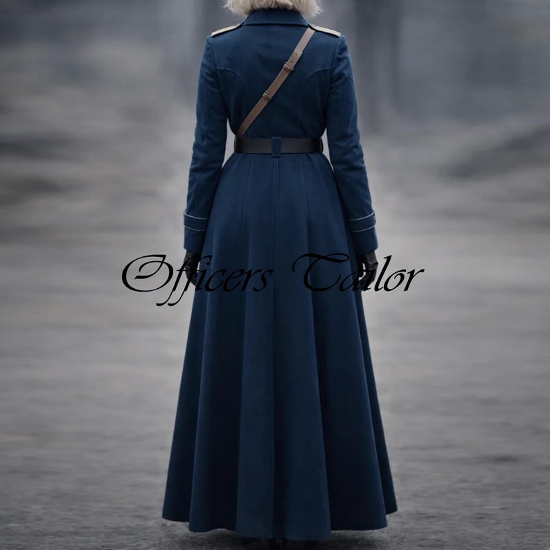Women’s Military Officer Long Coat | WW1 Soldier Blue Wool Coat ...