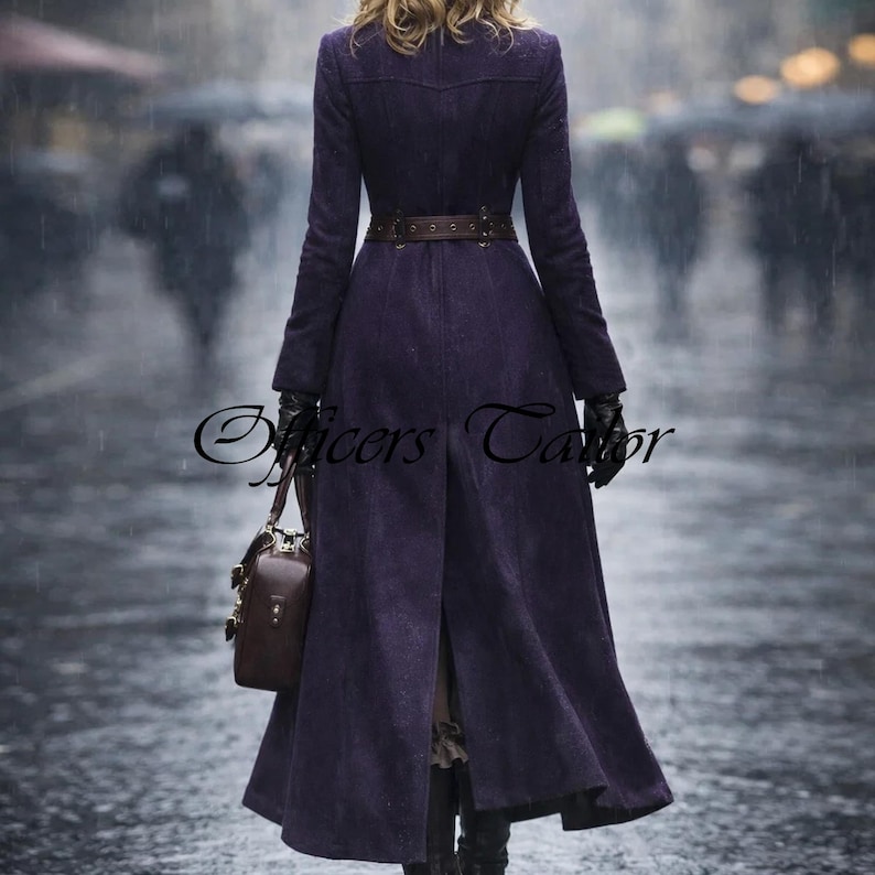 Ladies Pirate Captain Coat | Gothic Fashion Frock Coat | Purple Wool ...
