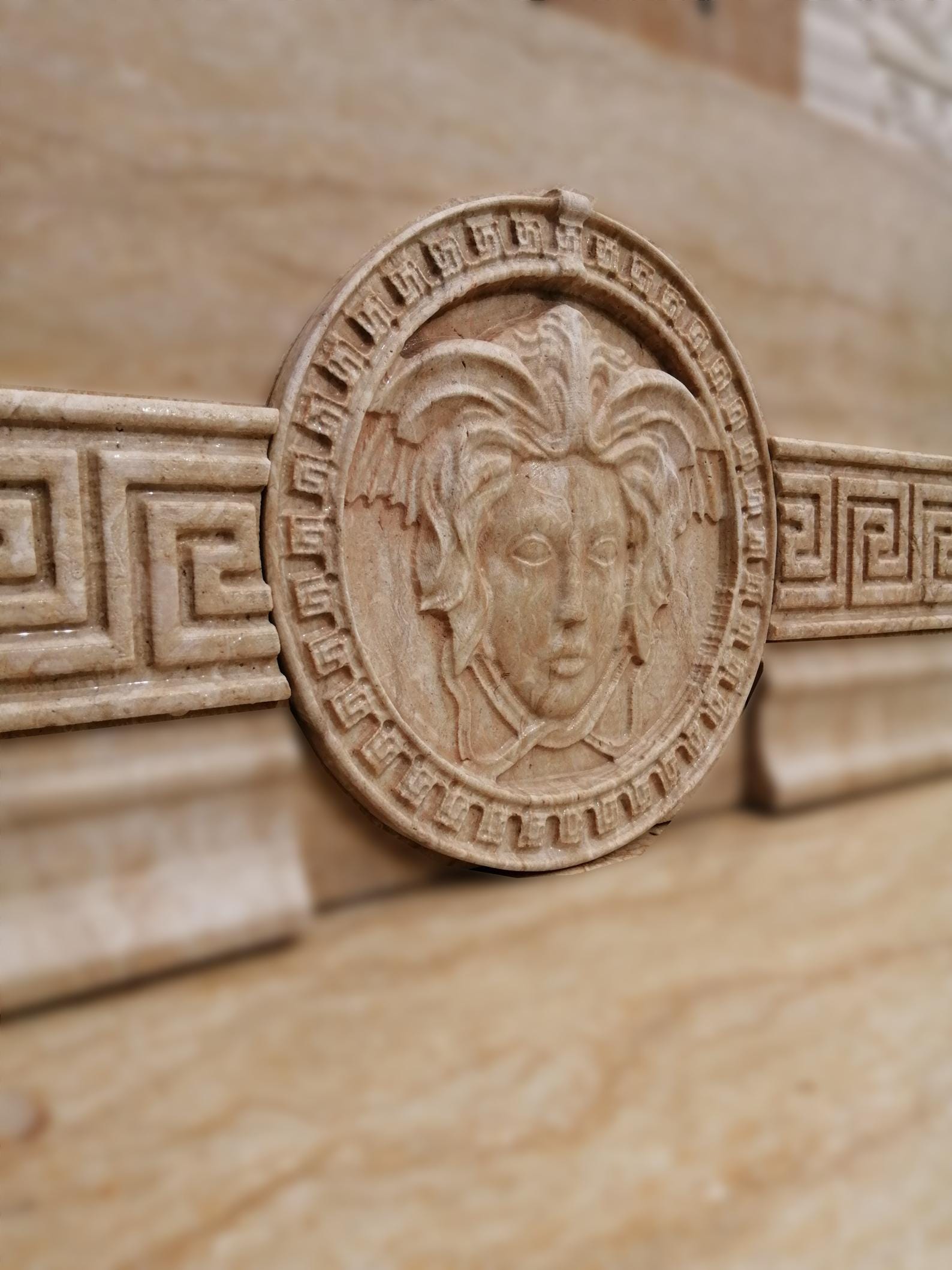 Gorgona Carved of Egyptian Marble. Natural Stone Wall Decor. Medusa ...