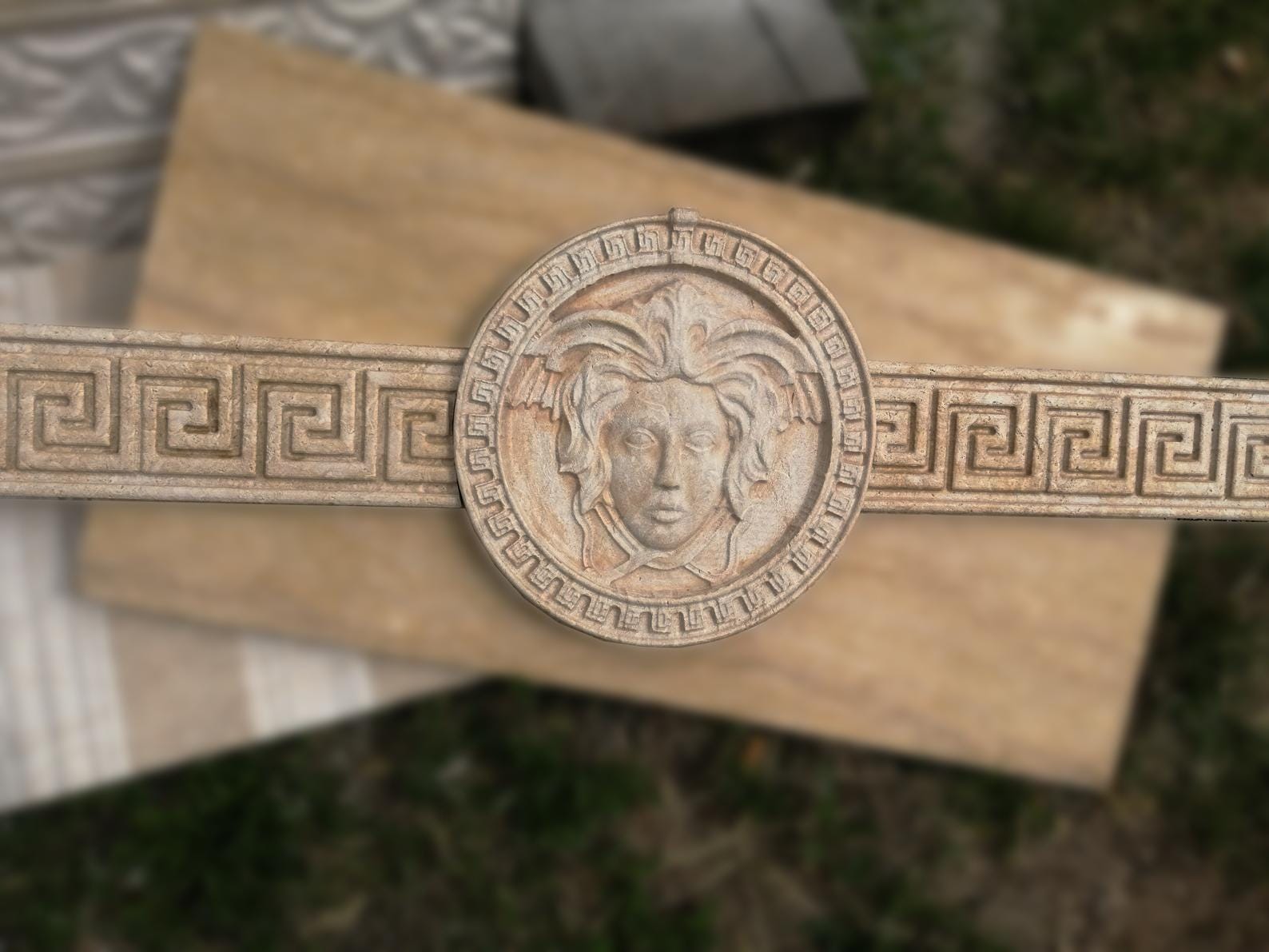 Gorgona Carved of Egyptian Marble. Natural Stone Wall Decor. Medusa ...