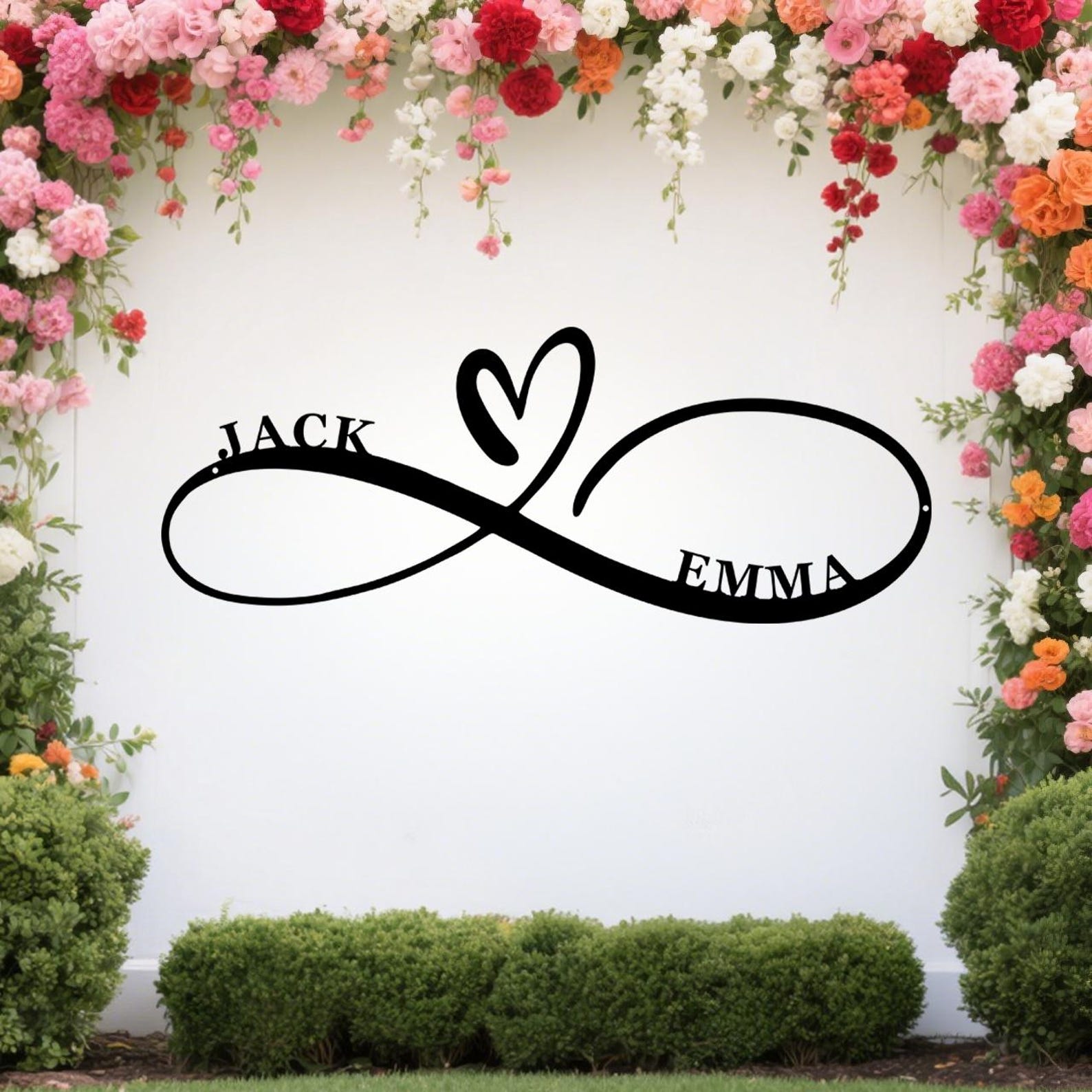 Custom Infinity Heart Metal Wall Art,personalized Wedding Anniversary ...