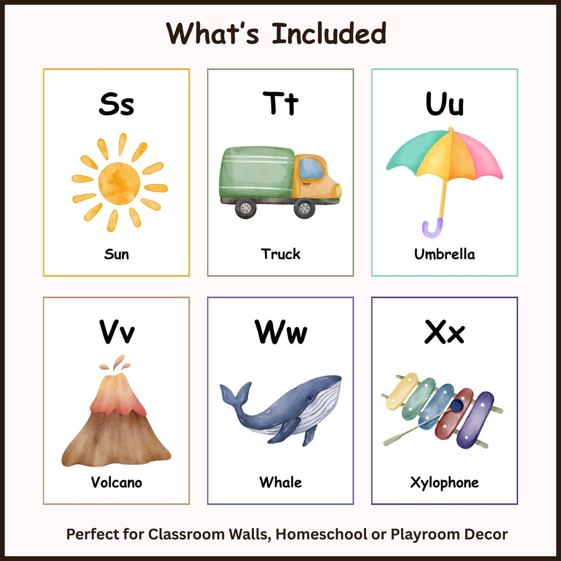 Watercolour Alphabet Posters A-Z | Printable ABC Flashcards | Phonics ...