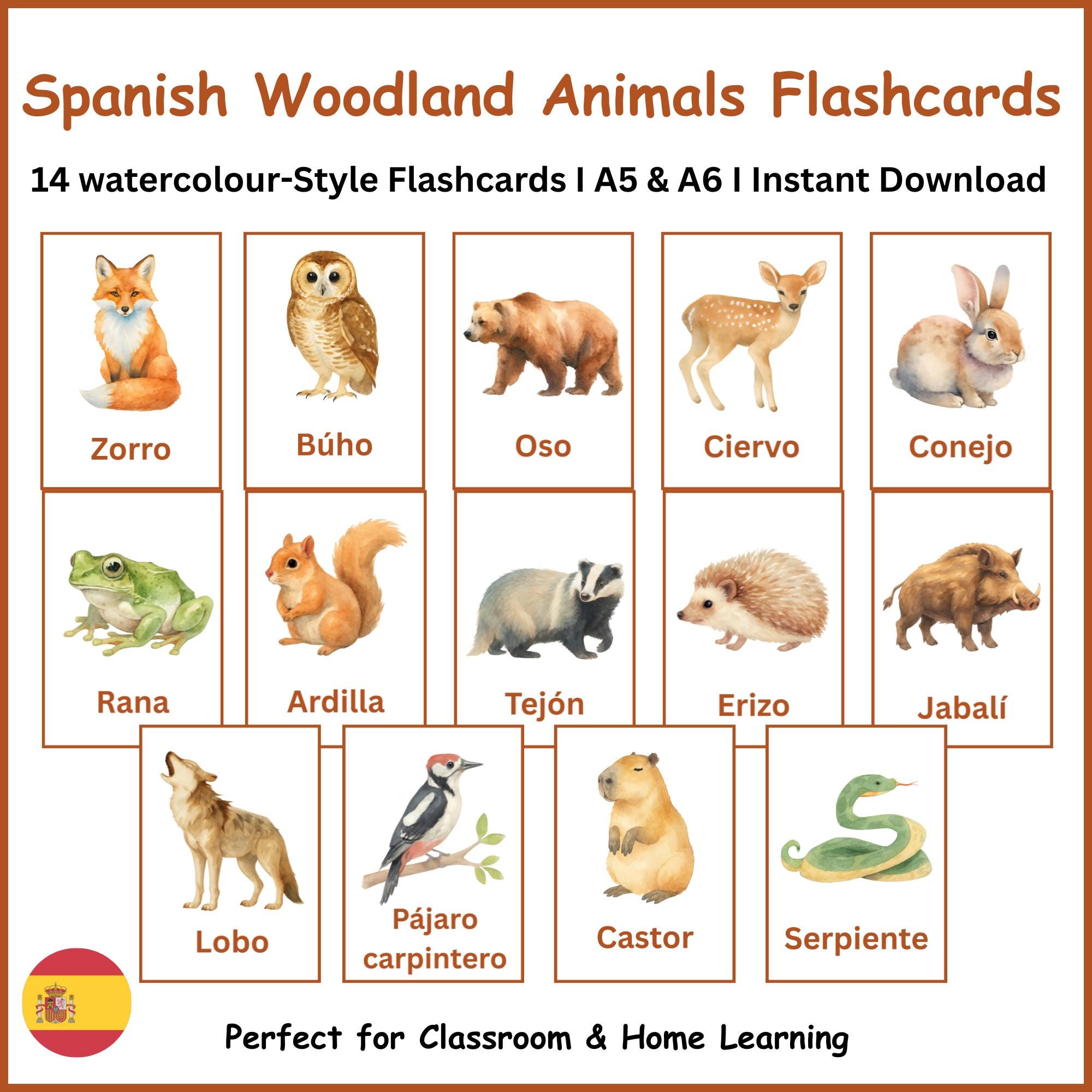 Spanish Woodland Animals Flashcards | Animales Del Bosque En Español ...