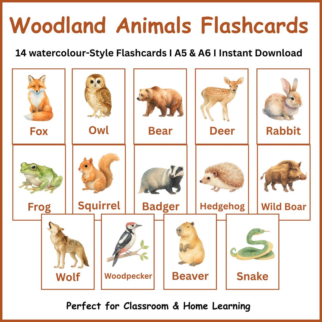 Woodland Animals Flashcards Printable | Preschool Nature Cards | Forest ...