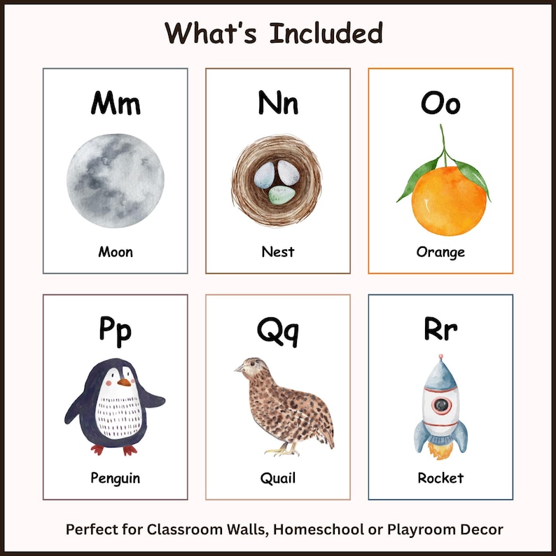 Watercolour Alphabet Posters A-Z | Printable ABC Flashcards | Phonics ...