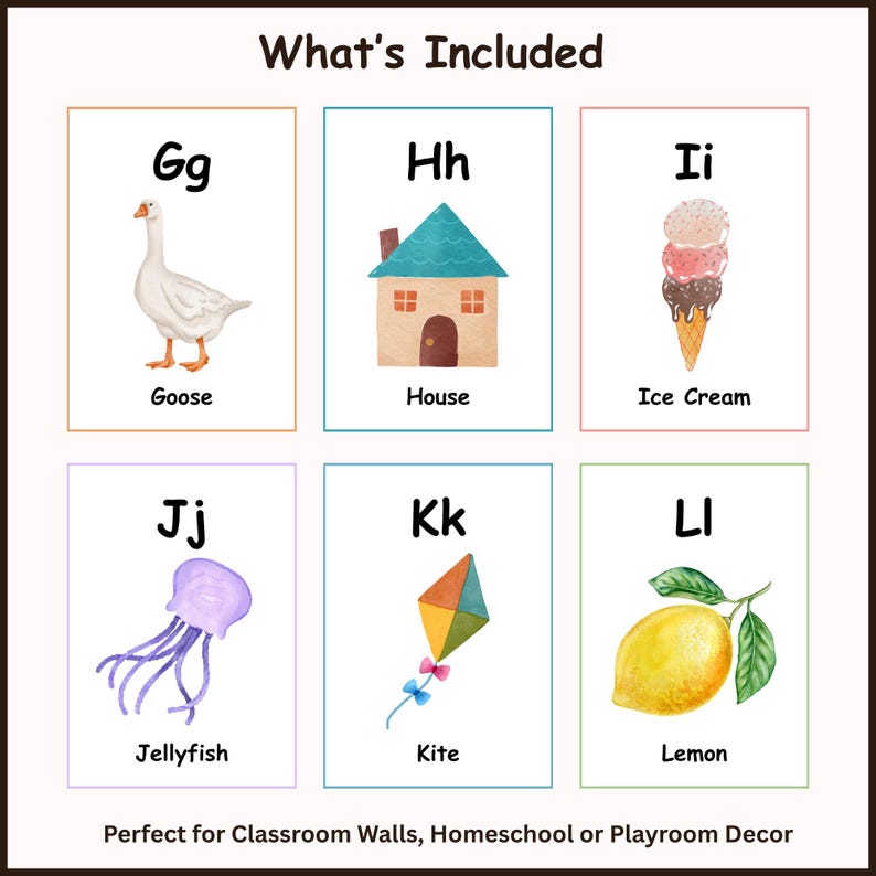 Watercolour Alphabet Posters A-Z | Printable ABC Flashcards | Phonics ...