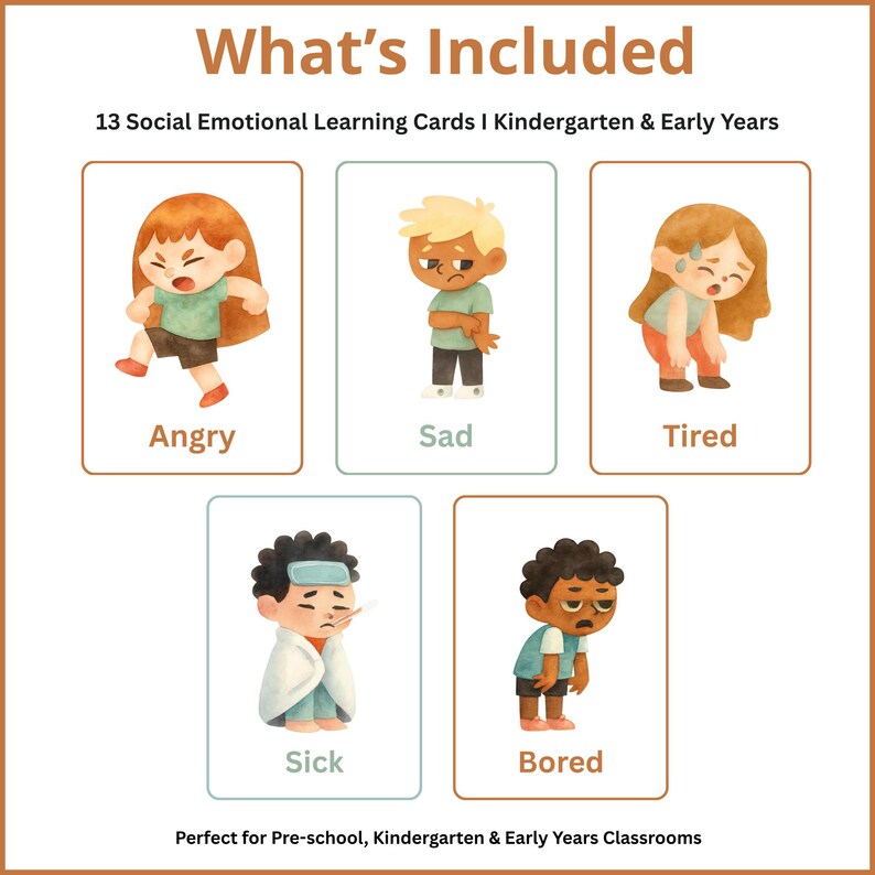Feelings & Emotions Cards | SEL Flashcards for Preschool and ...