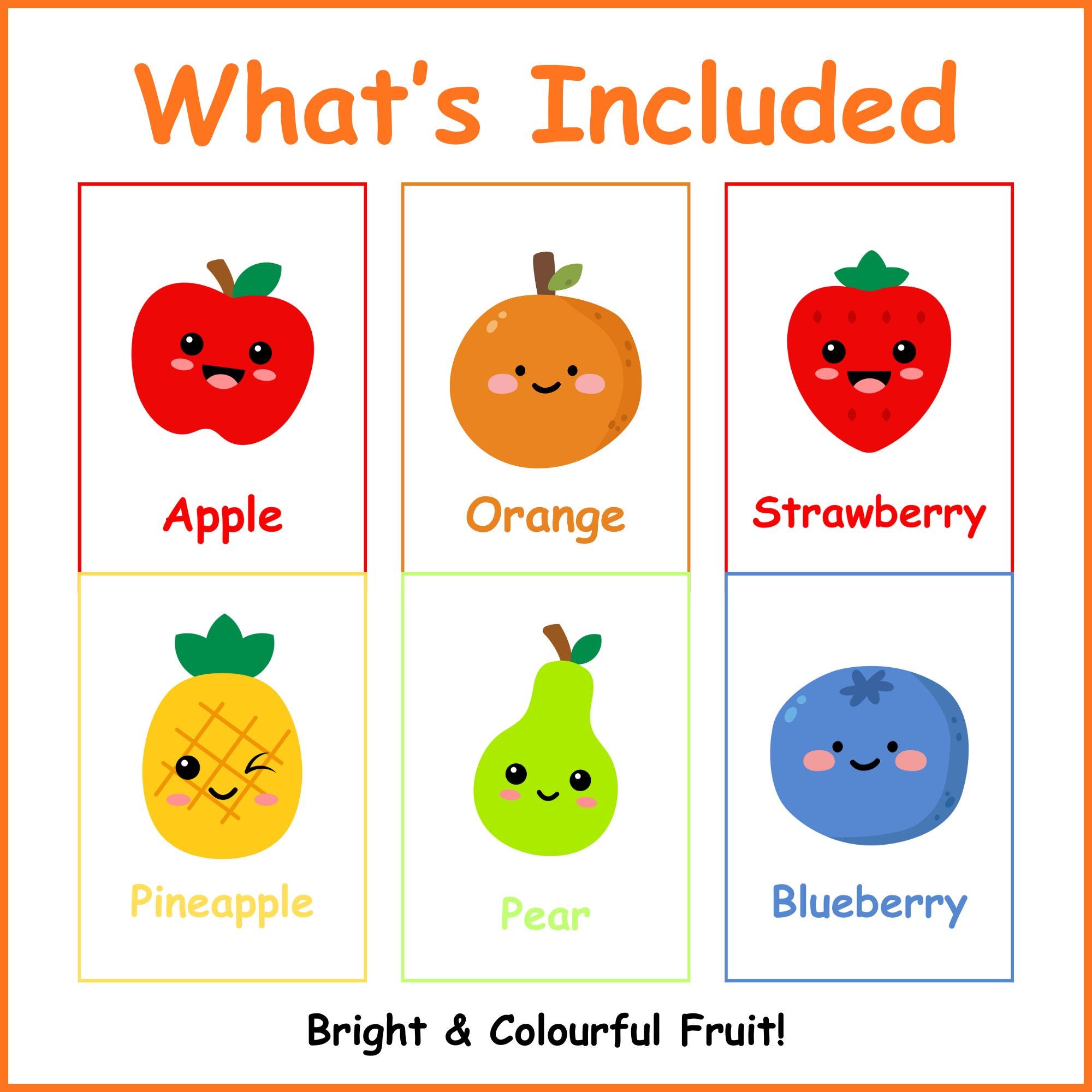 Fruit Posters | 12 Cute Fruit Flashcards | A4 A5 A6 Printable Wall Art ...