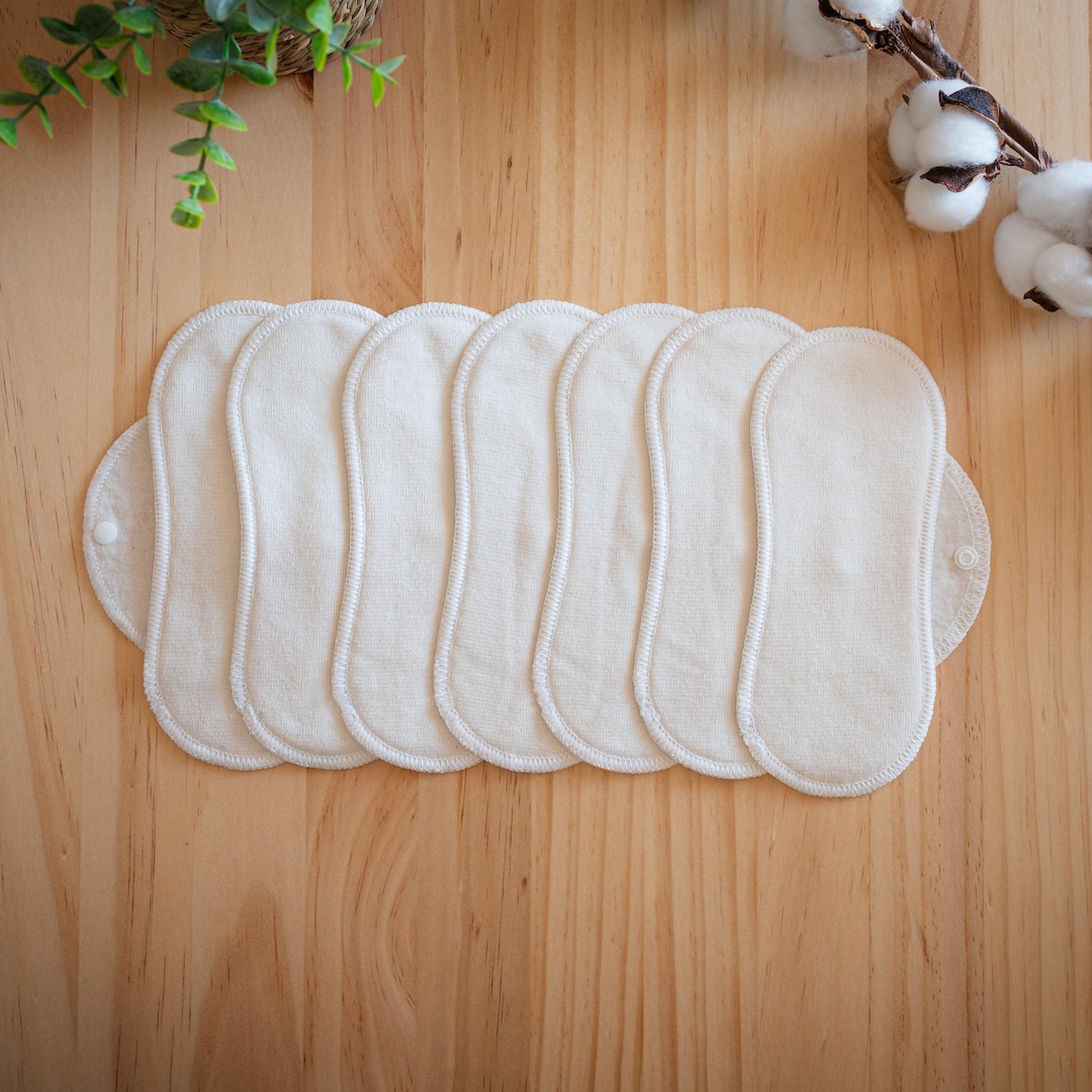Reusable Daily Cloth Panty Liner (NOT Waterproof); 7-pack 'unbleached ...