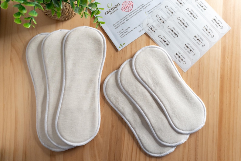 Wingless Reusable Cloth Incontinence Pads Set 'unbleached Organic ...