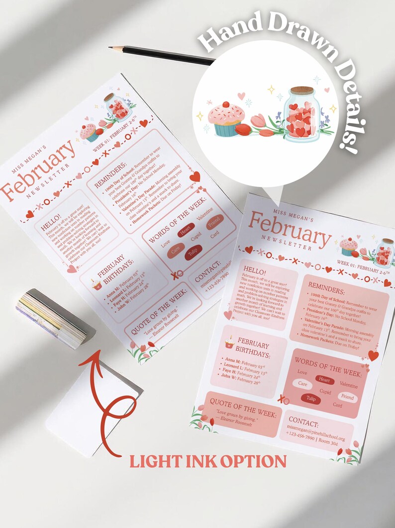 Classroom February Monthly Newsletter Canva Template | Editable Teacher ...
