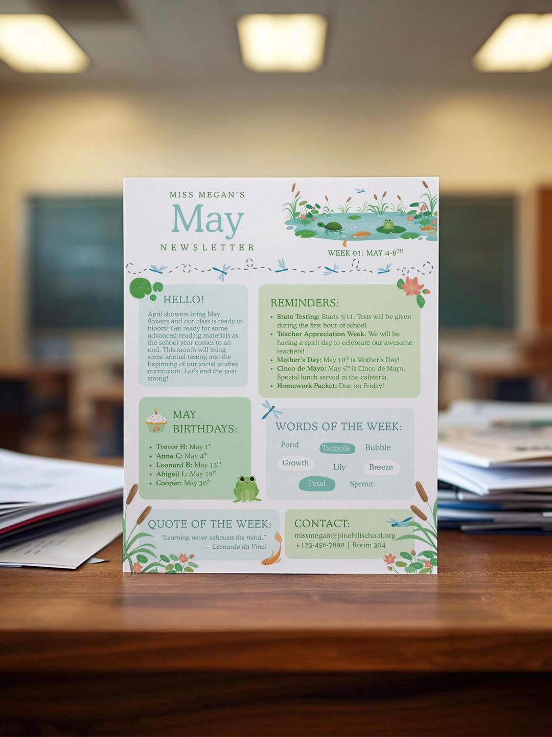 May Classroom Newsletter Canva Template | Editable Teacher Newsletter ...