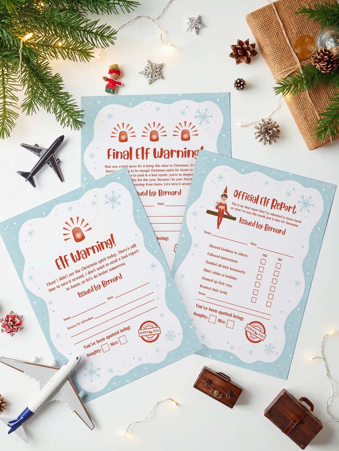 Elf Behavior Report Card & Warning Letter, Editable Canva Template ...