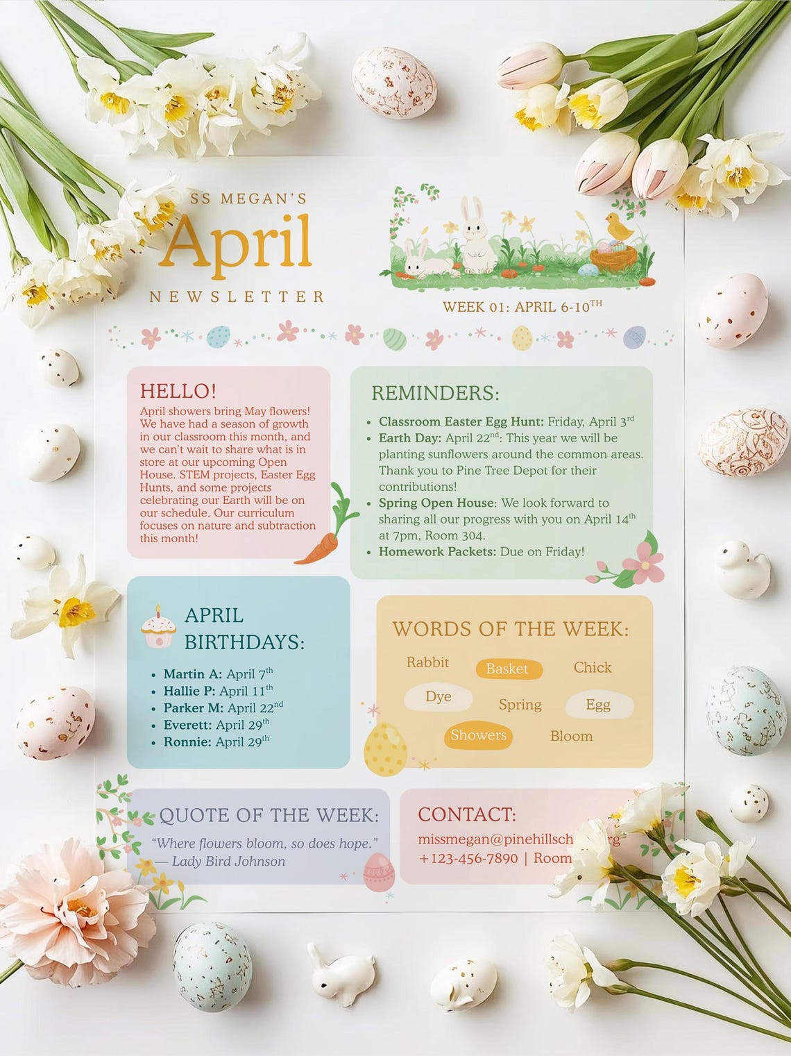 Classroom April Monthly Newsletter Canva Template | Editable Teacher ...