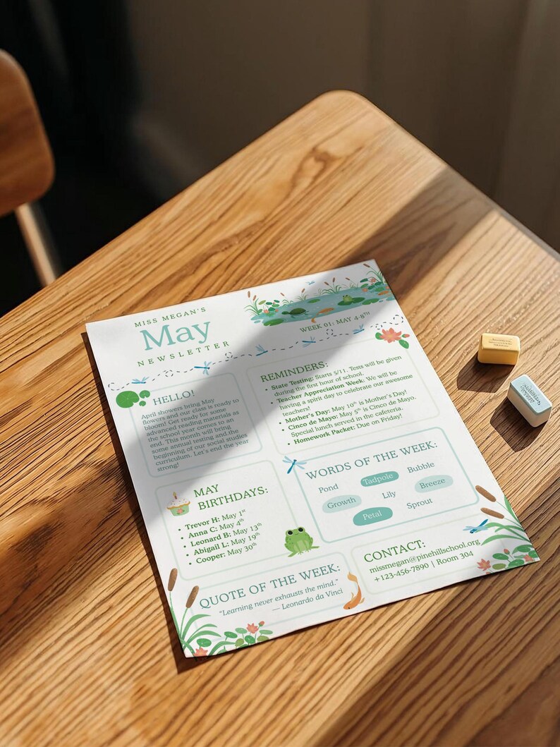 May Classroom Newsletter Canva Template | Editable Teacher Newsletter ...