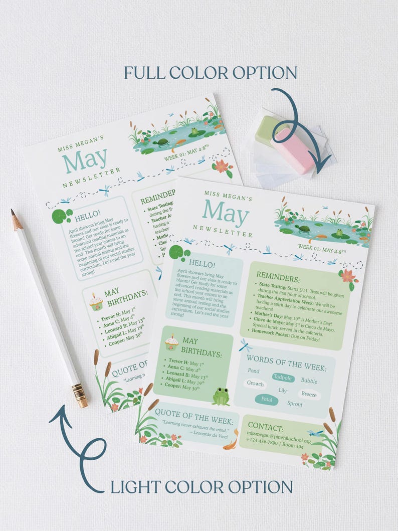 May Classroom Newsletter Canva Template | Editable Teacher Newsletter ...
