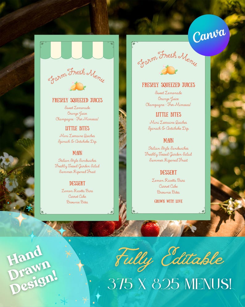 She's Fresh off the Market Bridal Shower Menu, Editable Canva Menu ...