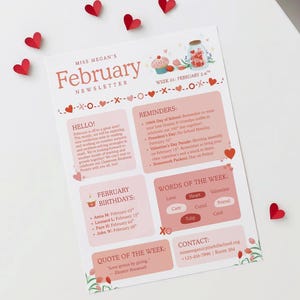 Classroom February Monthly Newsletter Canva Template | Editable Teacher ...