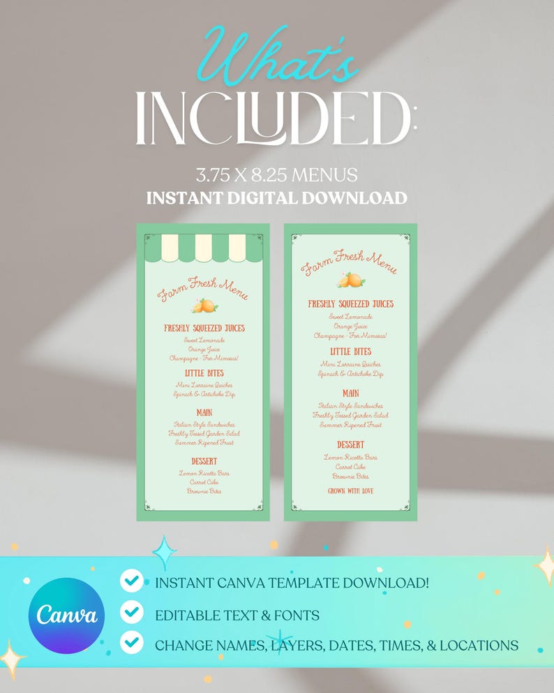 Editable She's Fresh off the Market Bridal Shower Menu Canva Menu ...