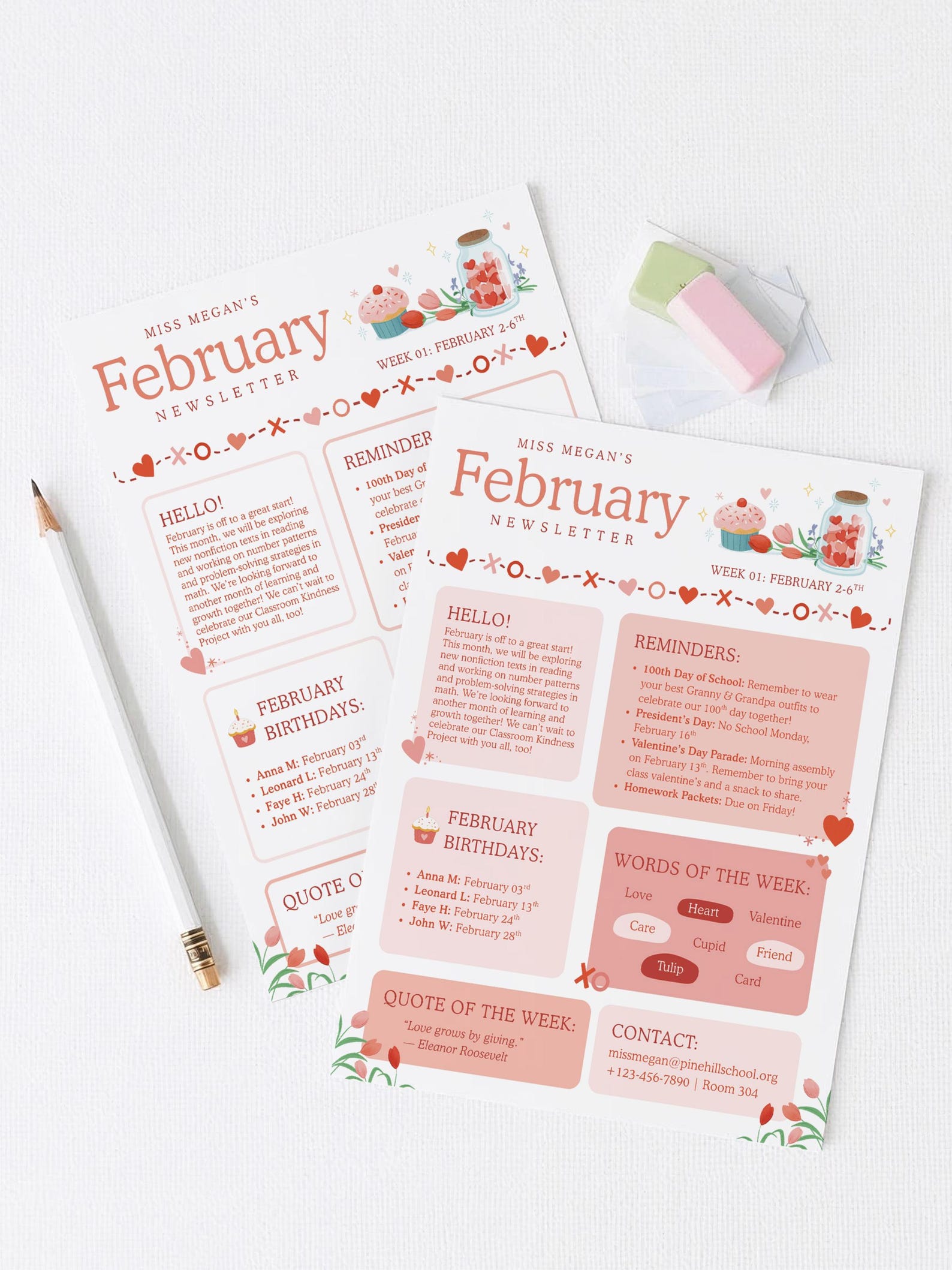 Classroom February Monthly Newsletter Canva Template | Editable Teacher ...