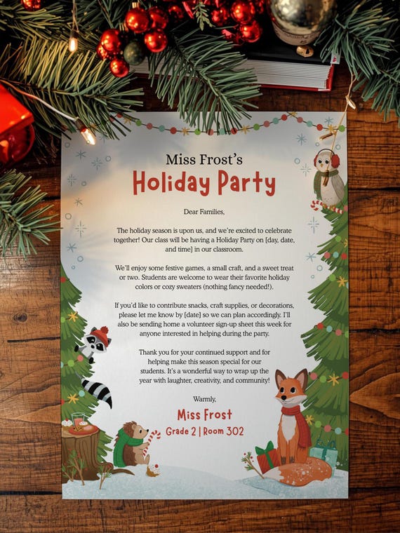 Holiday Letter Template For School
