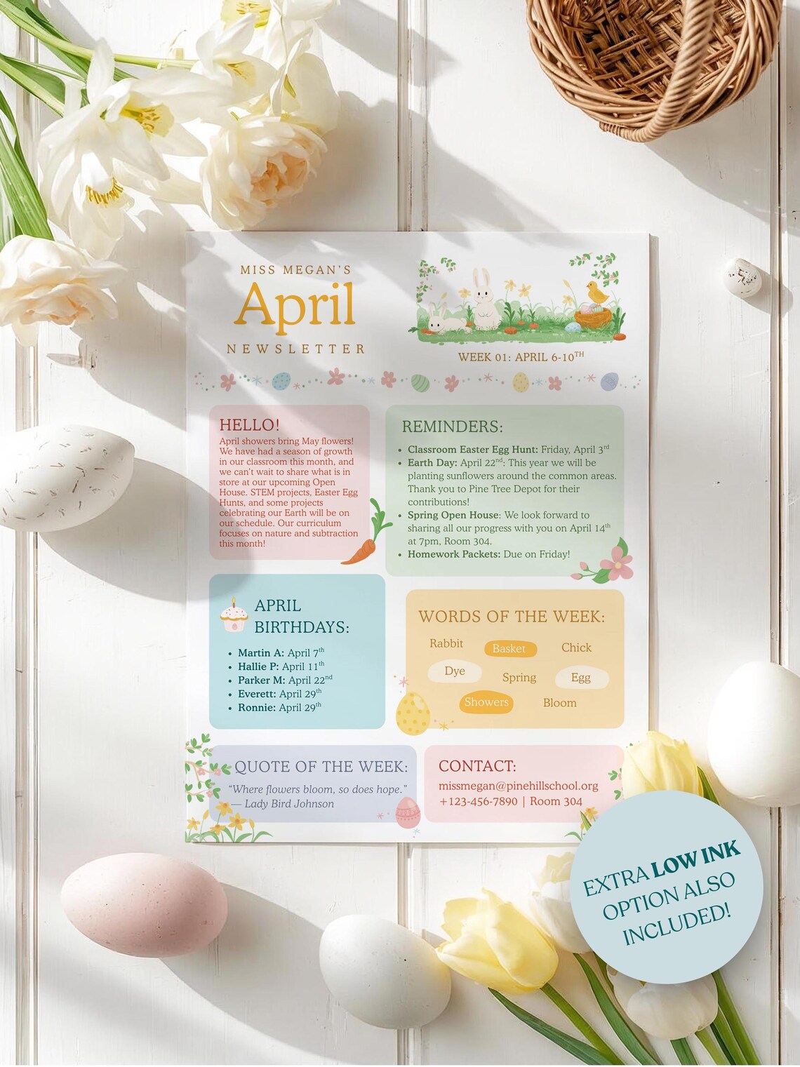 Classroom April Monthly Newsletter Canva Template | Editable Teacher ...