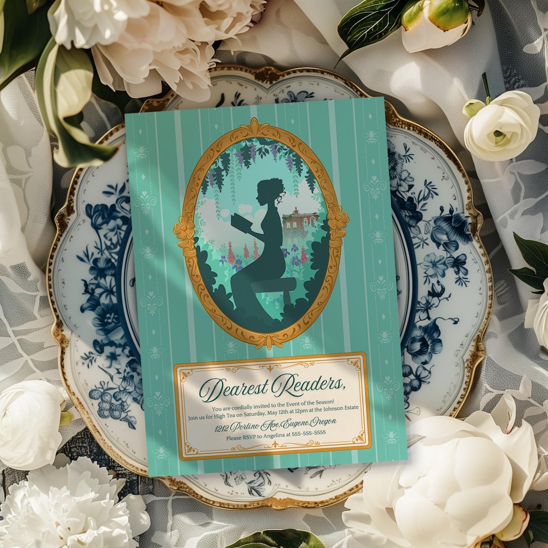 Dearest Readers High Tea Event | Canva Invitation Template | Regency ...