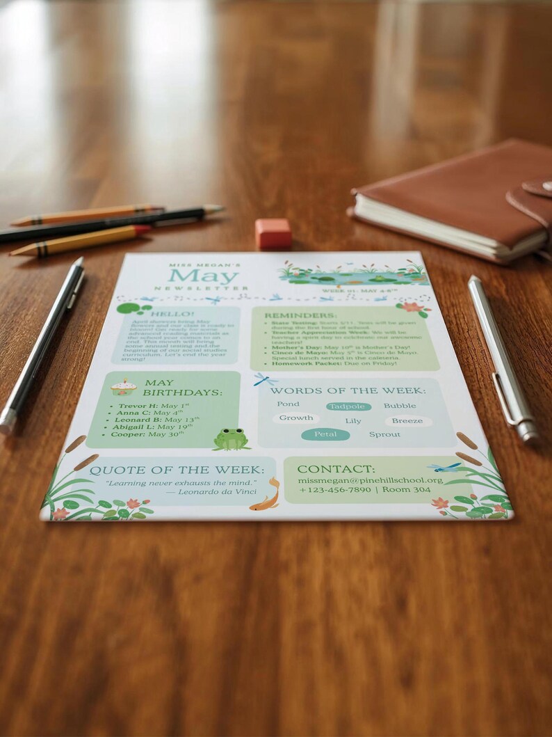 May Classroom Newsletter Canva Template | Editable Teacher Newsletter ...