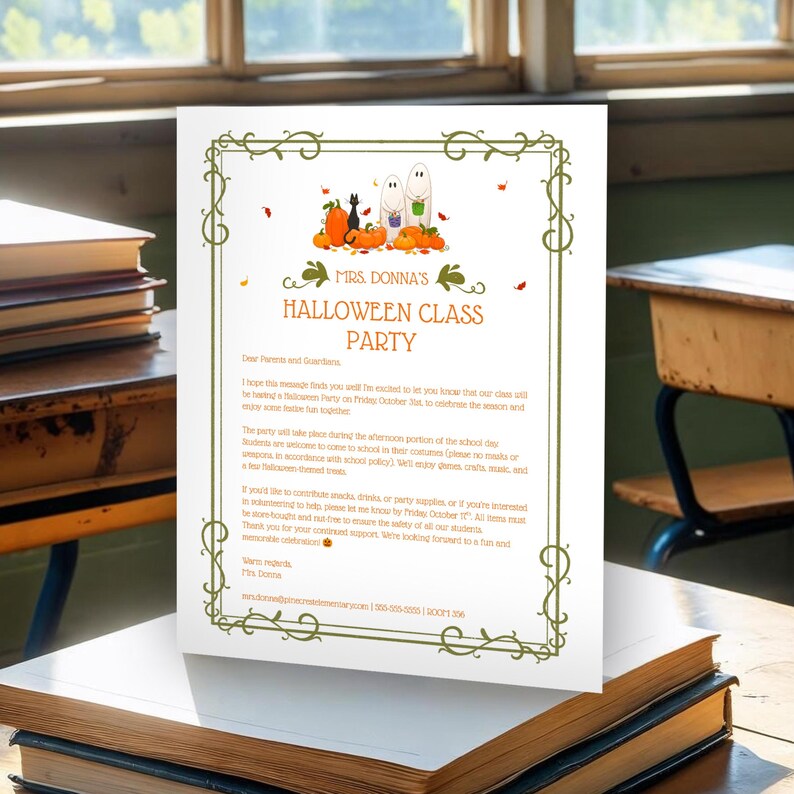Halloween Classroom Letter, Editable Canva Teacher Newsletter, Parent ...