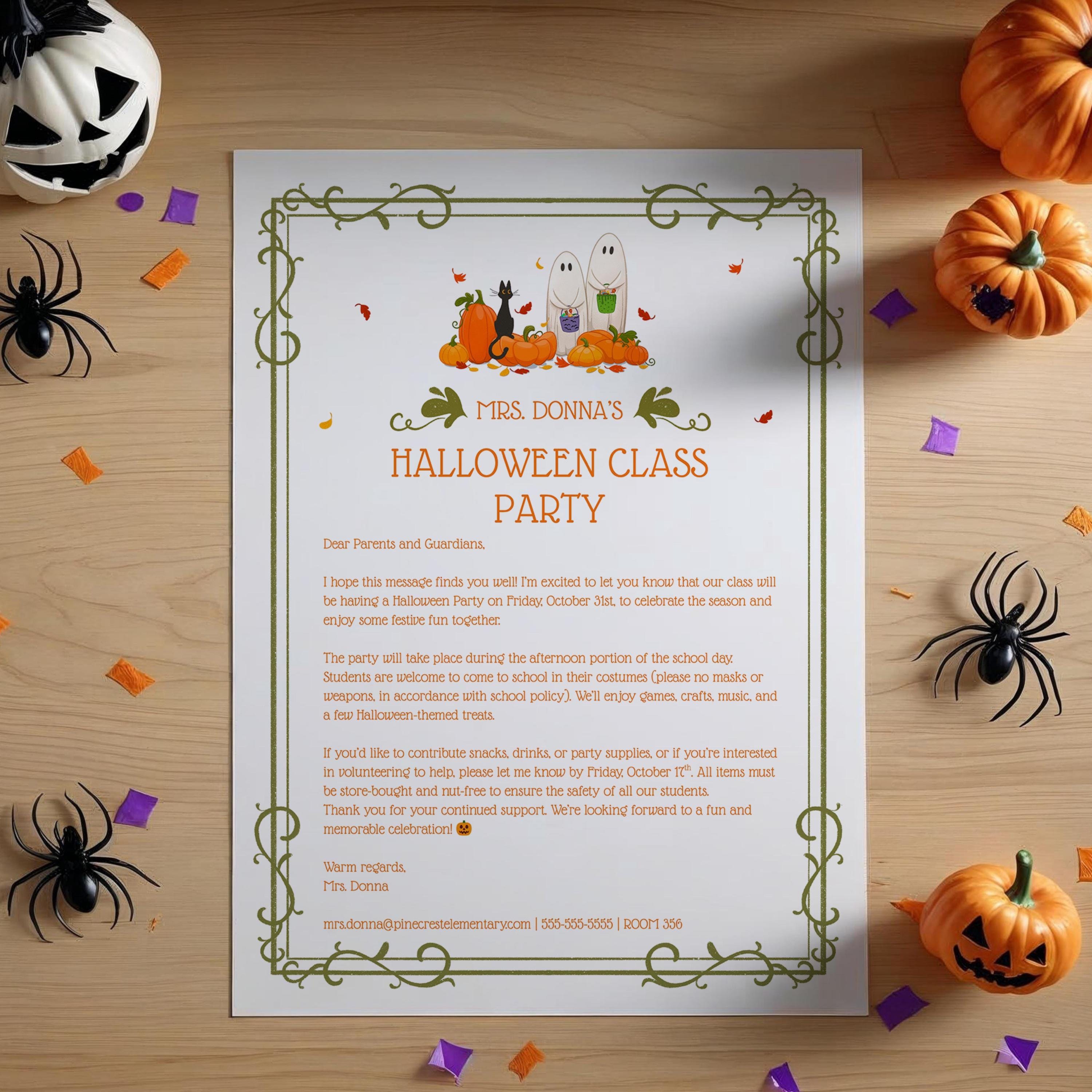 Halloween Classroom Letter, Editable Canva Teacher Newsletter, Parent ...