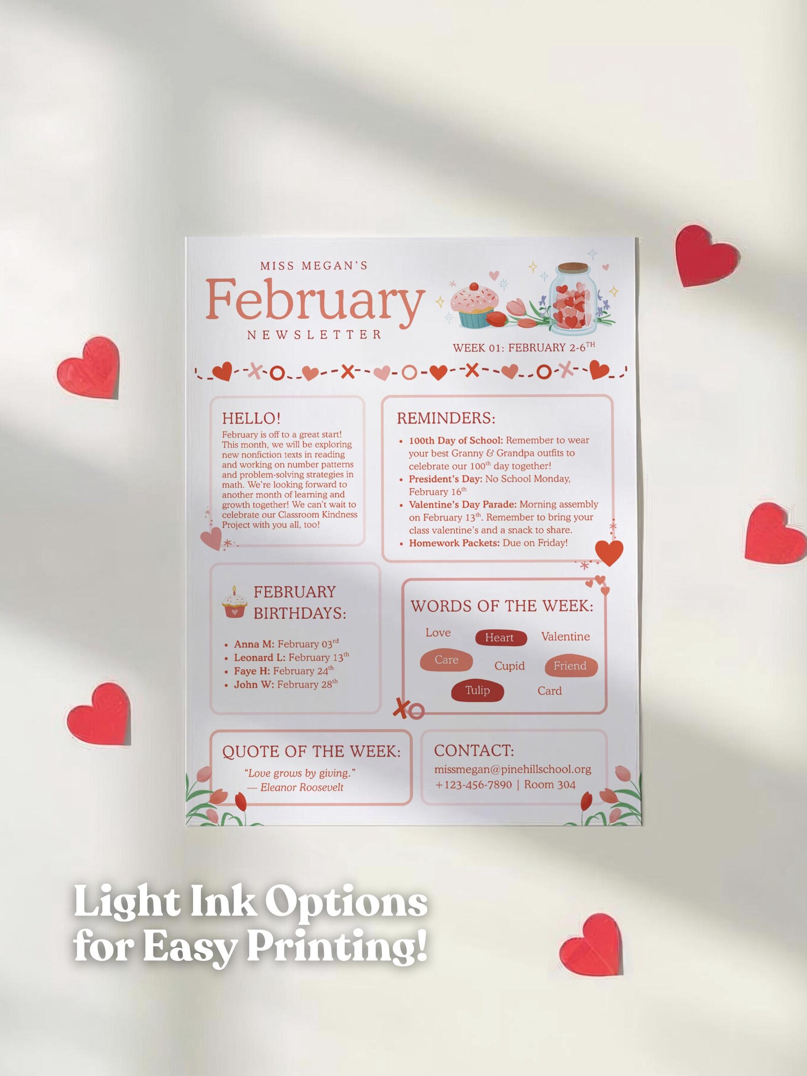 Classroom February Monthly Newsletter Canva Template | Editable Teacher ...