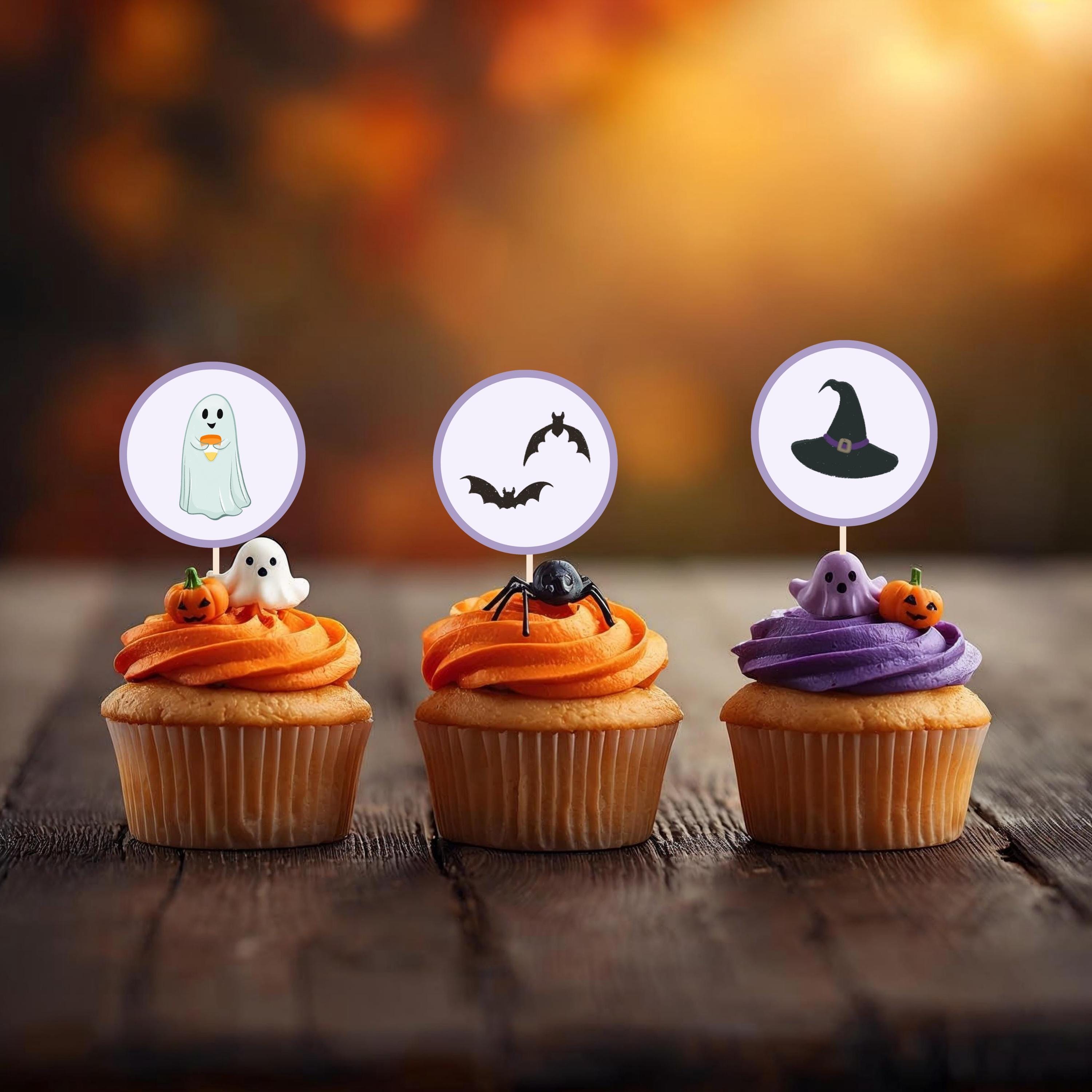 Halloween Cupcake Toppers: Editable Canva Template (instant Download - Etsy