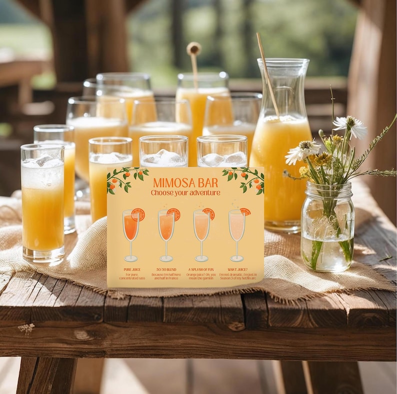 Mimosa Bar Sign | Mimosa Ratio Sign | Printable Sign | Garden Party ...