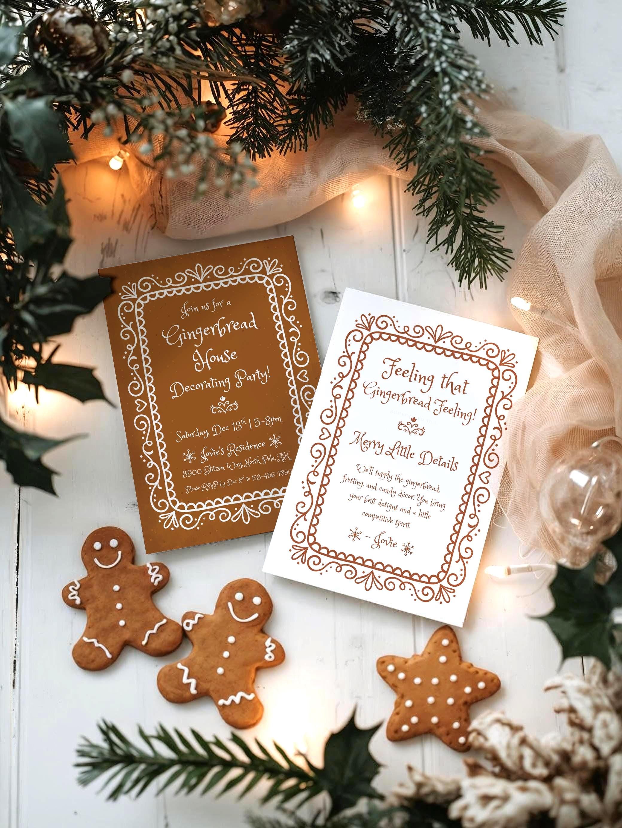 Gingerbread Decorating Party Canva Invitation, Christmas Cookie Party ...