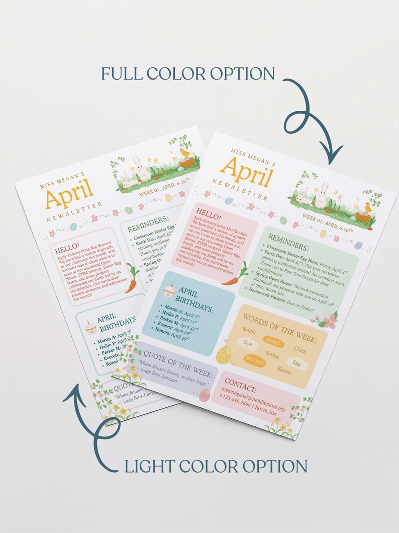 Classroom April Monthly Newsletter Canva Template | Editable Teacher ...