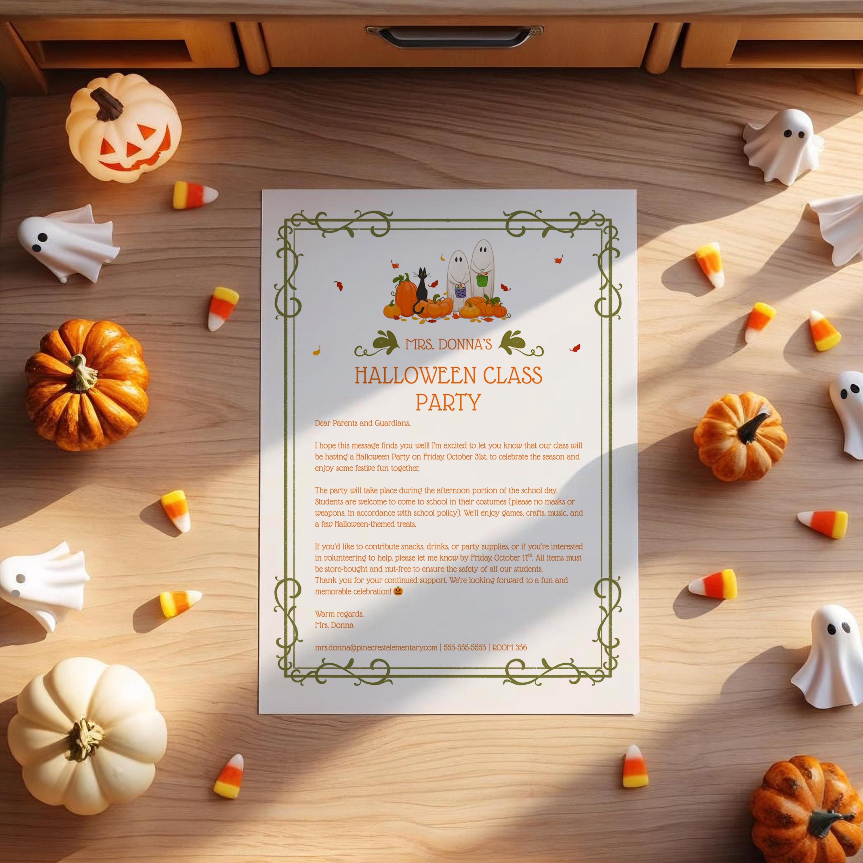 Halloween Classroom Letter, Editable Canva Teacher Newsletter, Parent ...