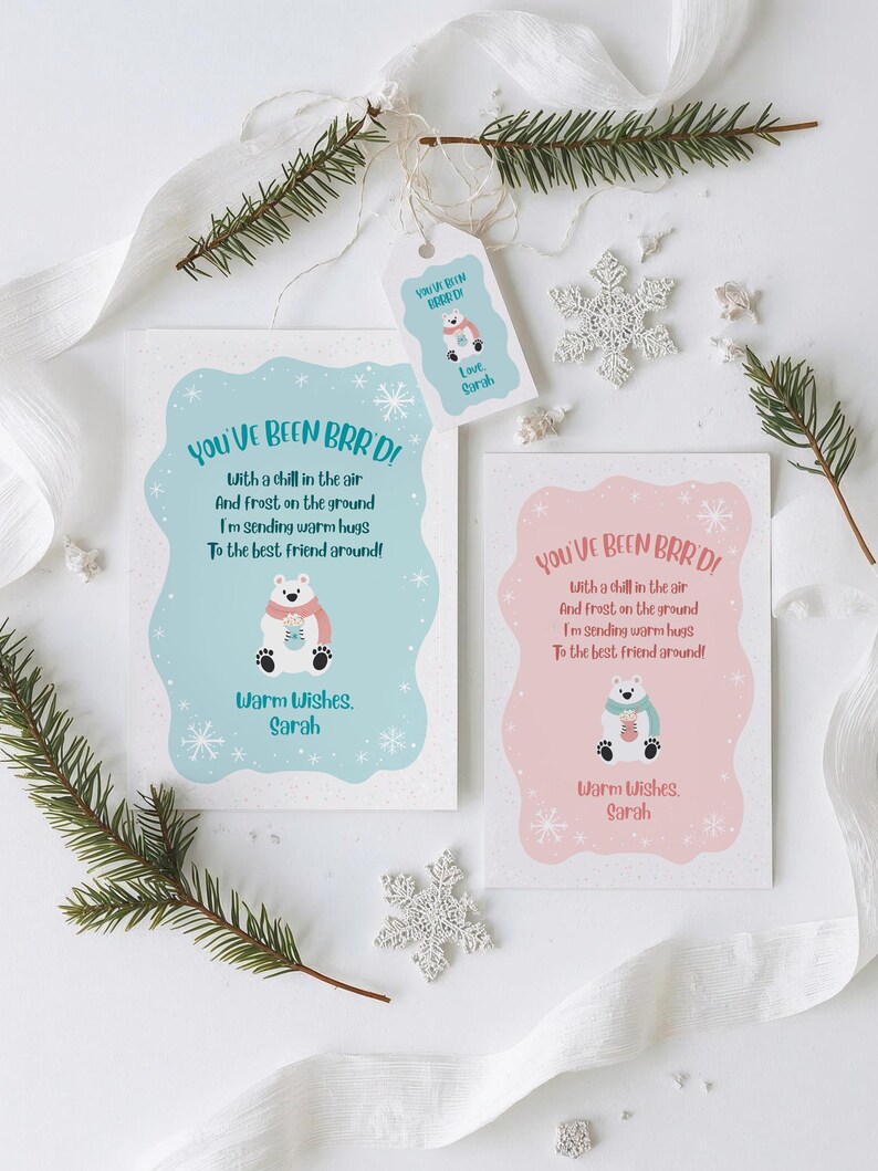 Brr Basket Tag, Brr Basket Card, Editable Canva Template, Winter ...