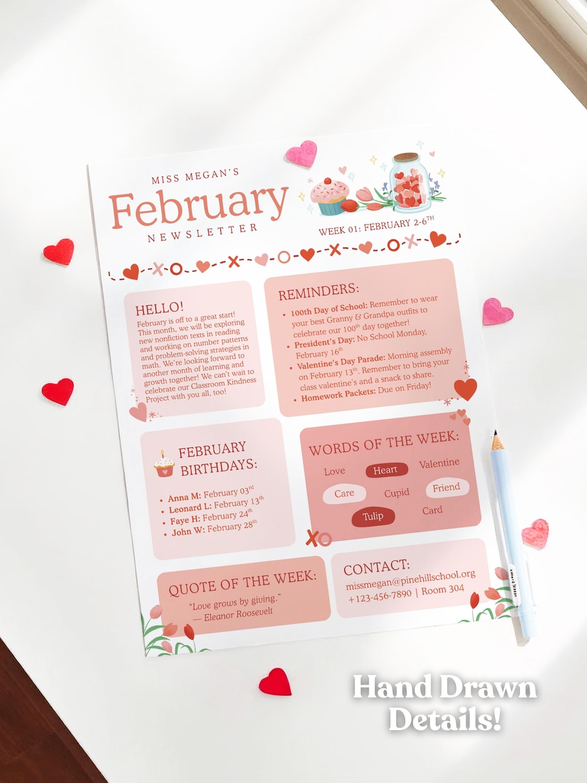Classroom February Monthly Newsletter Canva Template | Editable Teacher ...