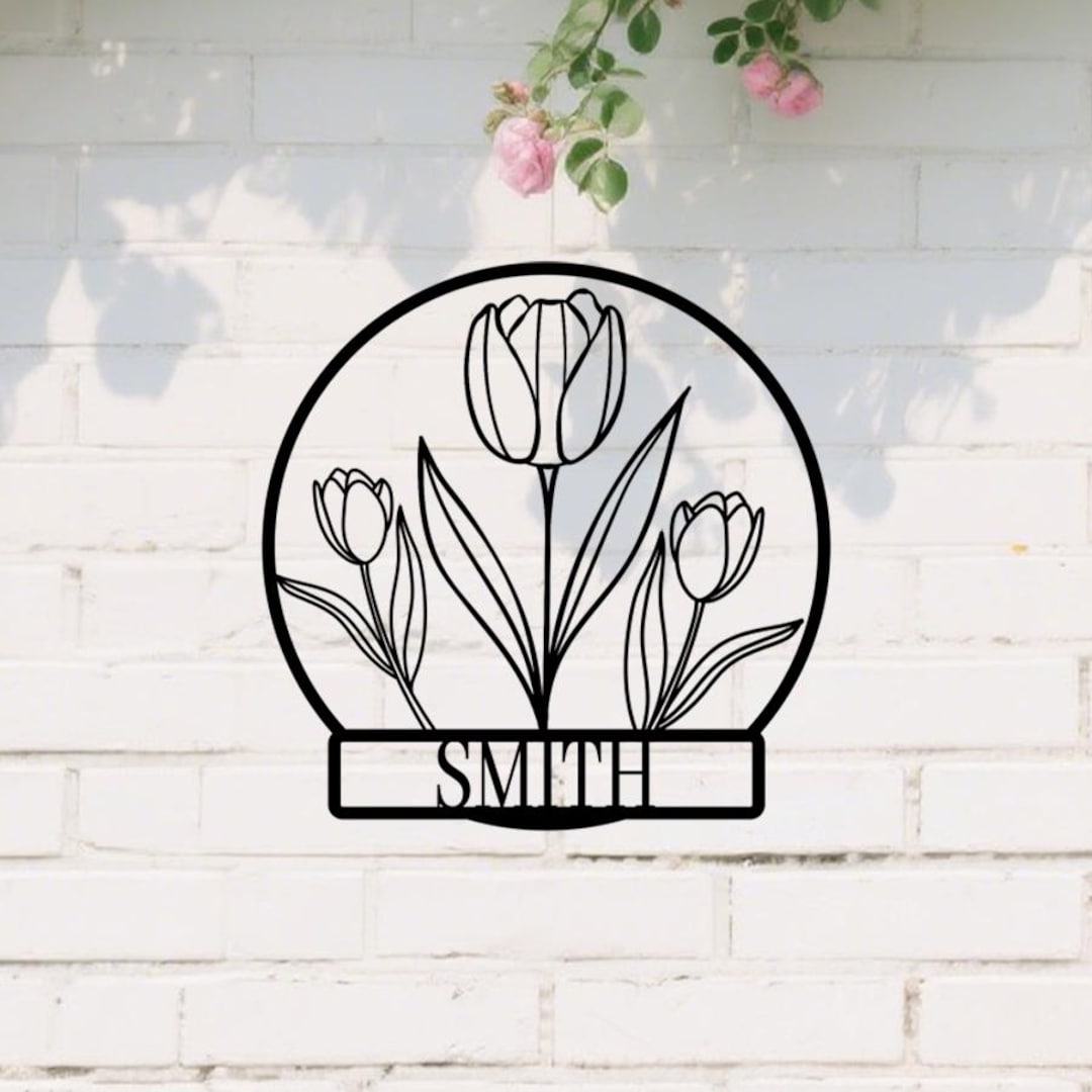 Wall Flower Tulips, Metal Wall Art,minimalist Floral Sign,modern Home ...