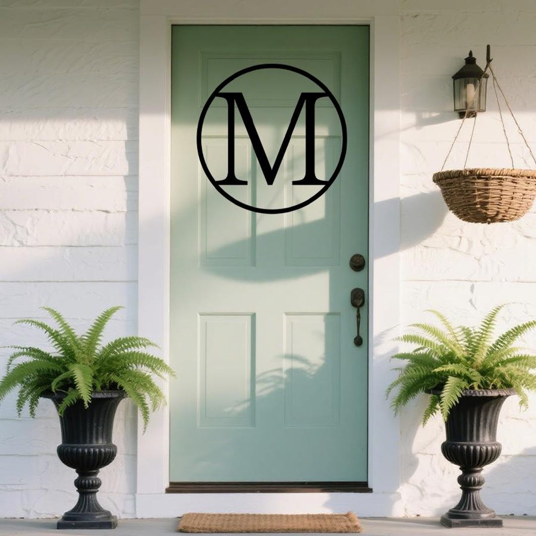 Handmade Iron Monogram Sign, Circle Letter Initial Wall Art - Etsy