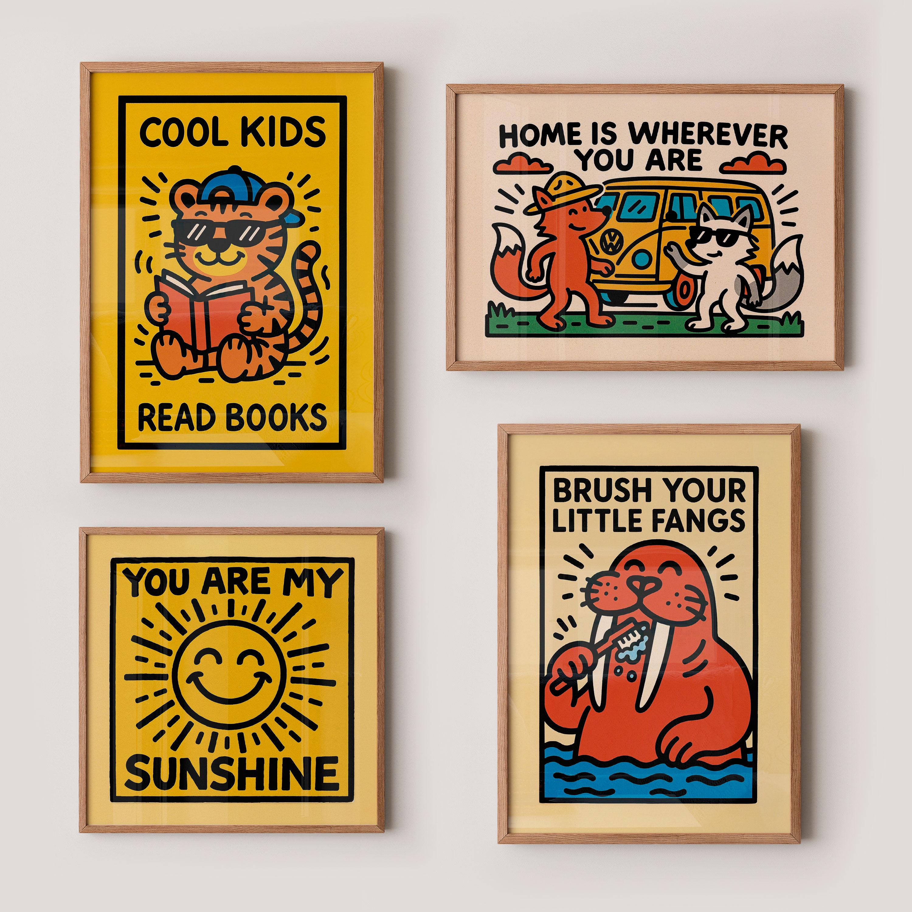 Cool Kids Read Books Poster DIGITAL DOWNLOAD, Cute Tiger Reading Wall ...