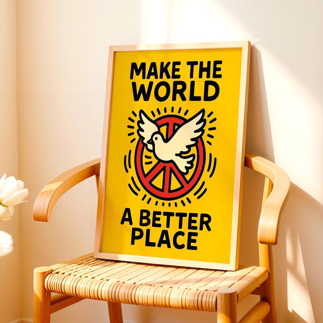 Peace Dove Poster DIGITAL DOWNLOAD, Make the World a Better Place Wall ...