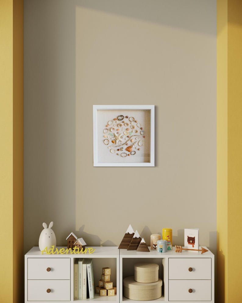 Hand Crafted Shell Art Shadow Box Framed Hamptons Style for Coastal ...