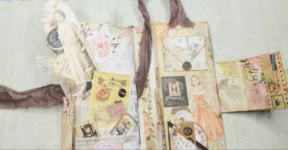 Trifold Sewing Themed Portfolio Full Journal Inside - Etsy